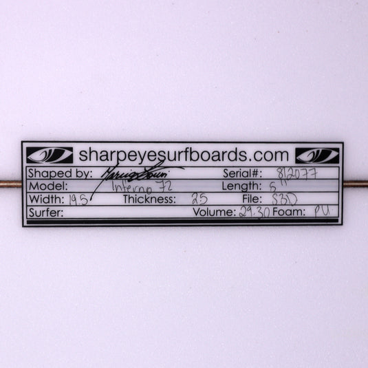 Sharp Eye Inferno 72 5'11 x 19 ½ x 2 ½ Surfboard – Cleanline Surf
